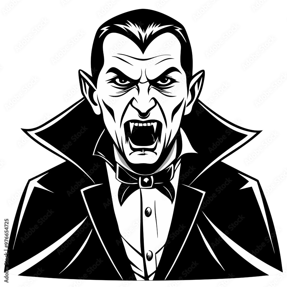 Count Dracula: A chilling portrait of a classic vampire, fangs bared in ...