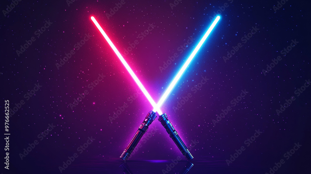 May the 4th Be With You light sabers vector background. Wide wallpaper ...