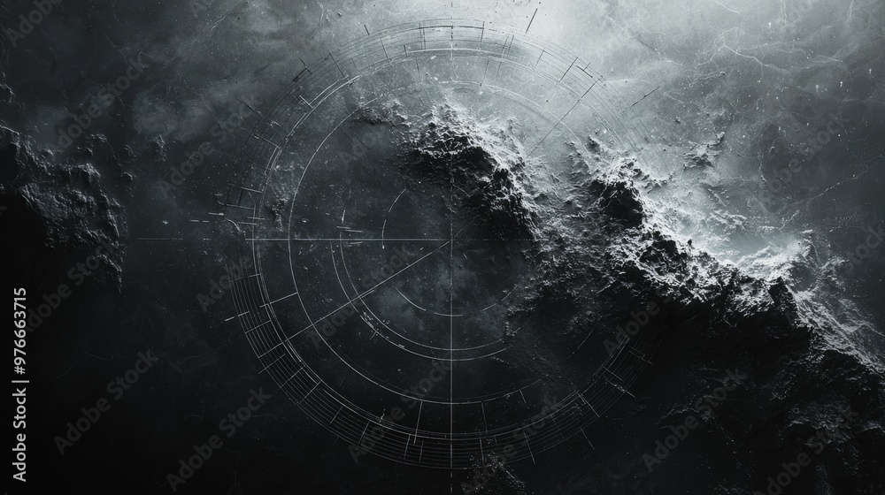 Radar showing climate change impact, monochromatic palette ...