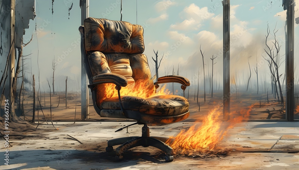 Burning Ambition: An Executive Chair Adrift in a Wildfire-Devastated ...