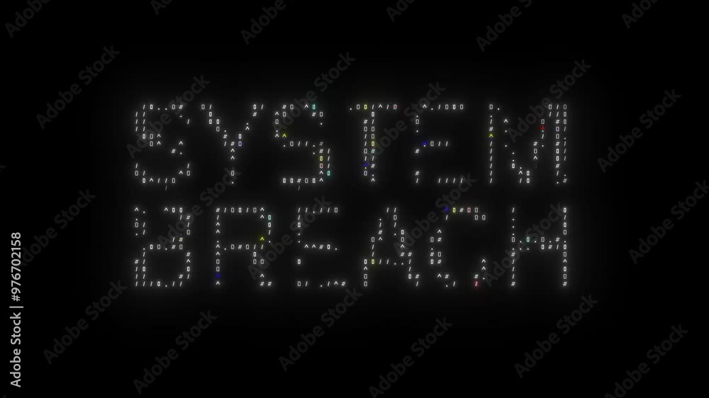 SYSTEM BREACH text made from symbols with technology glitch effect ...
