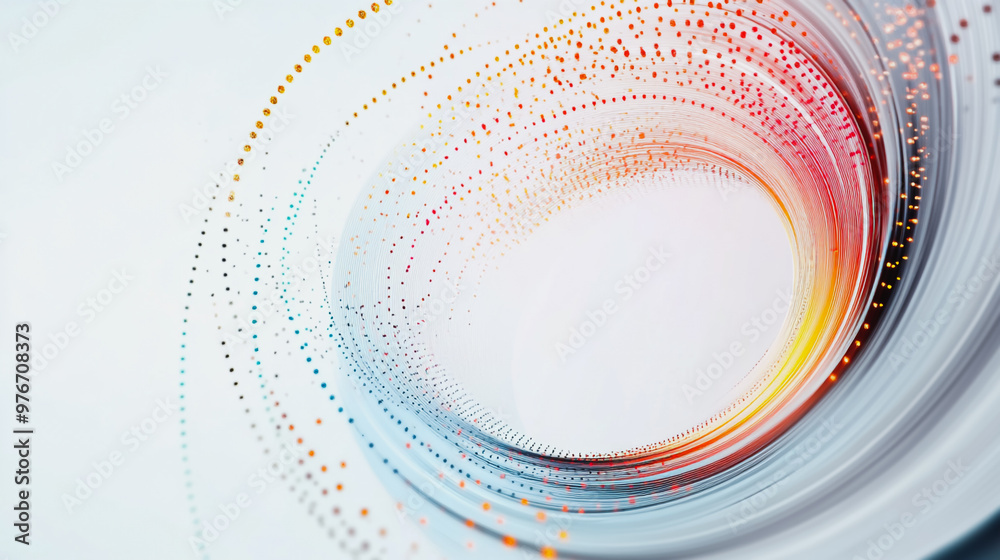 Abstract white background with Colorful circle lines. Digital future technology . Abstract ...