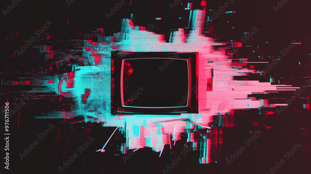 Vector illustration of a distorted glitch concept featuring a 3D effect ...