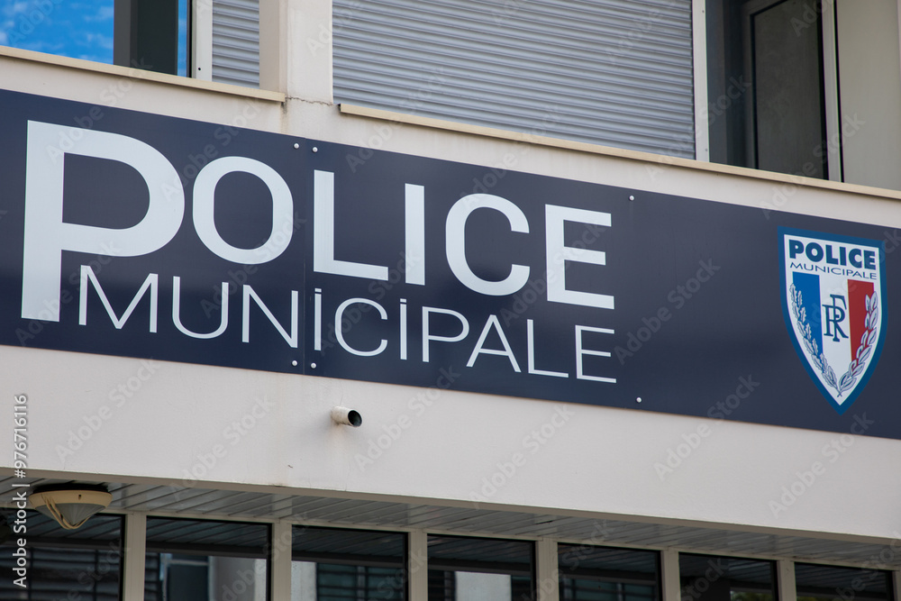 police municipale sign text and brand logo office French police station ...