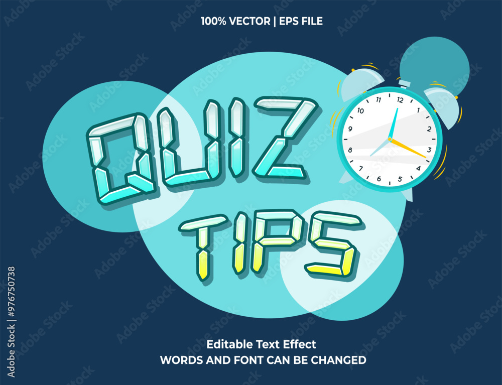Editable text effect - Quiz Time and Quiz Tips 3d cartoon template ...