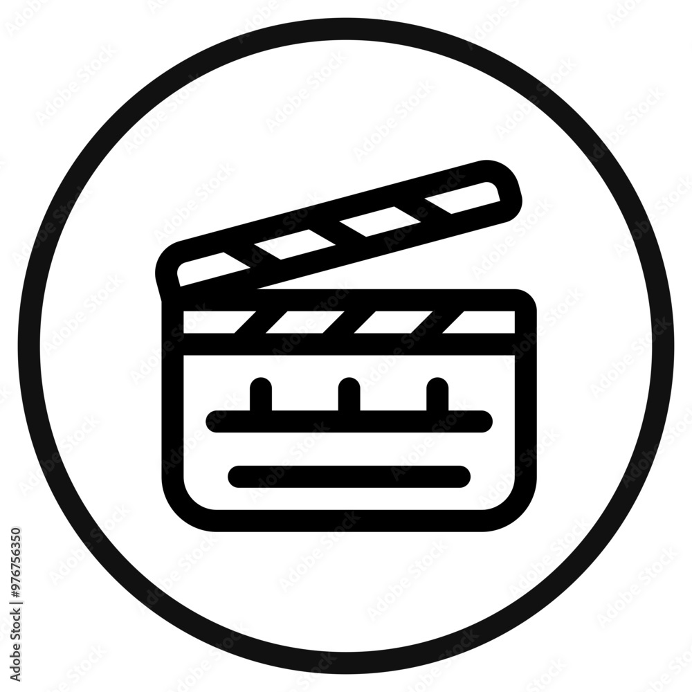 Editable clapperboard, film production, action, scene vector icon ...