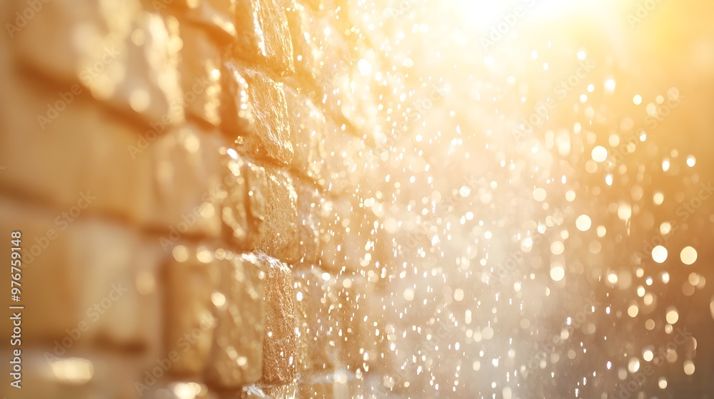 High-pressure water jet cleaning a concrete wall, removing layers of ...