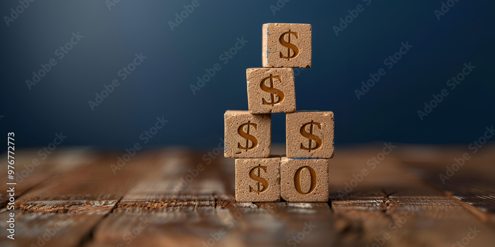 Stack of Wooden Blocks with Dollar Symbols Representing Financial ...