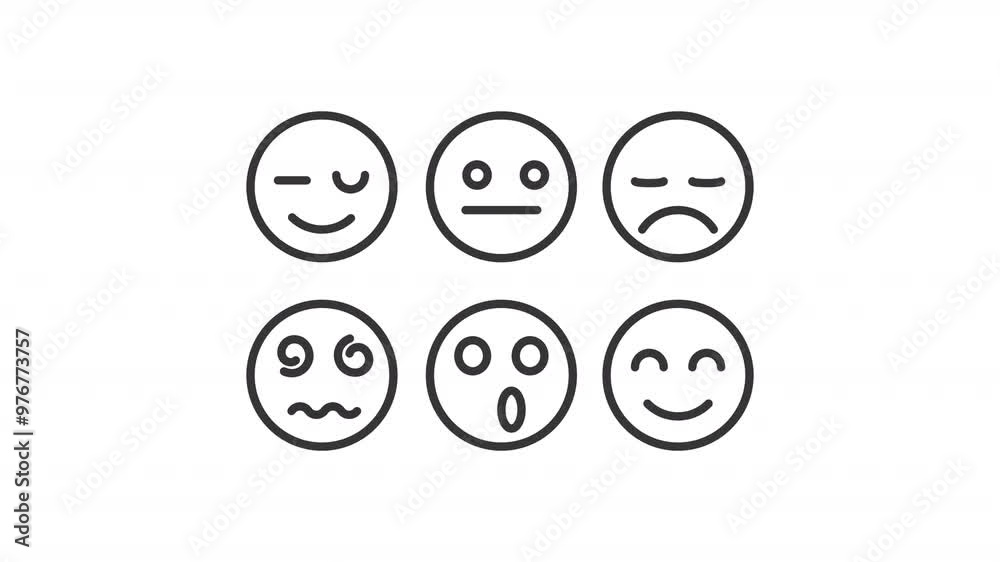 Emotions line animation. Mood types animated icon. Changing expressions ...