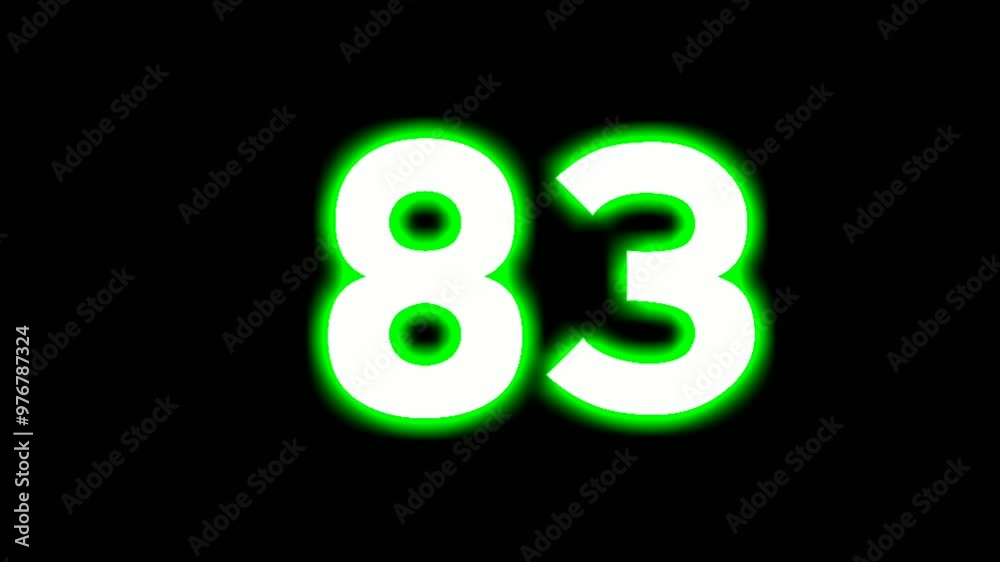Neon number 83 eighty three sign symbol modern animation motion ...