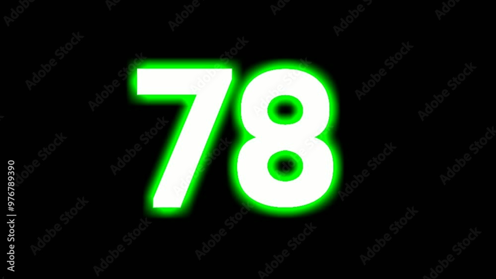 Neon number 78 seventy eight sign symbol modern animation motion ...