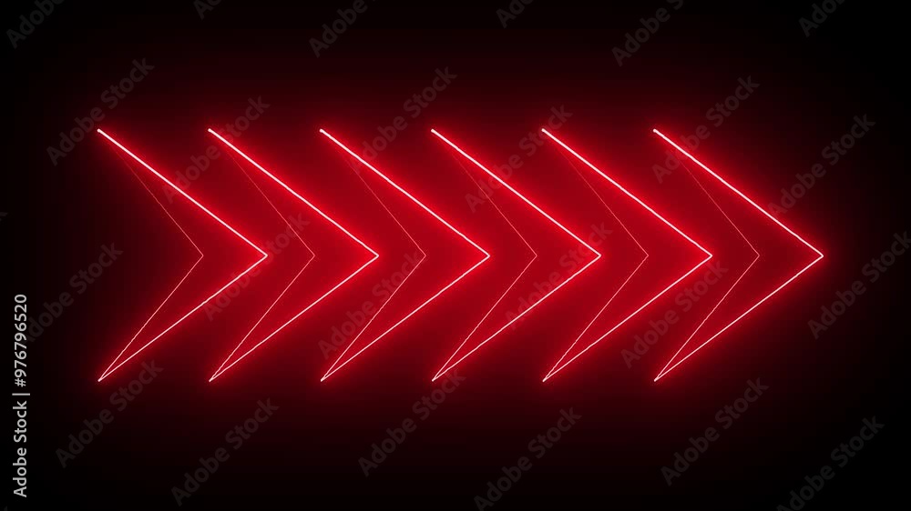 Neon arrow icon, Glowing red color neon arrows sign. Right direction ...