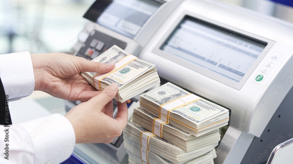 Counting Cash: Bank Teller and Currency Counter. A bank teller ...