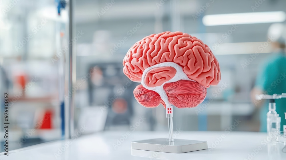 3D-printed brain model showing stroke-affected areas, concept of custom ... 3D-printed brain model showing stroke-affected areas, concept of custom ...