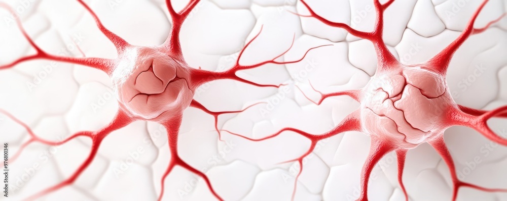 Microscopic view of neurons affected by a stroke, with damaged and ...