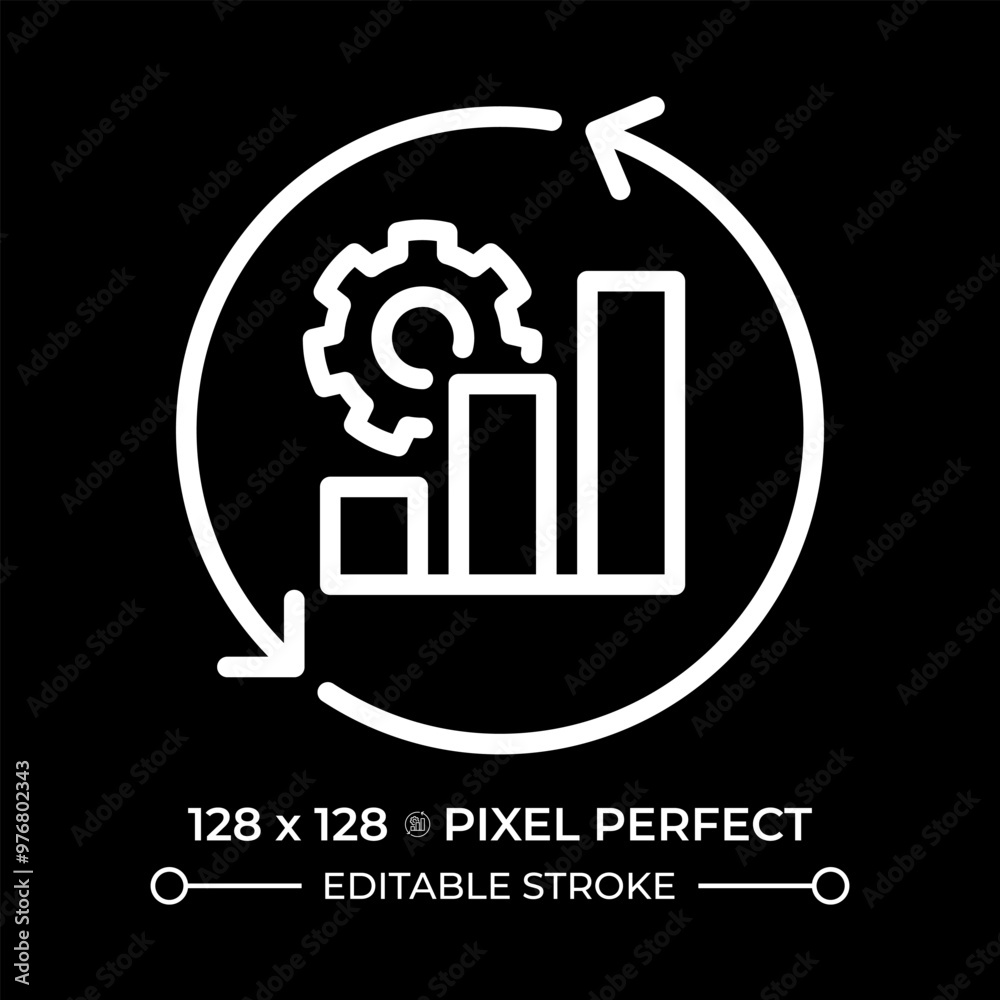 Efficiency graph cycle pixel perfect white linear icon for dark theme ...