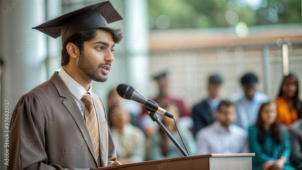 Indian Valedictorian Speech at Graduation Ceremony Stock Photo | Adobe ...