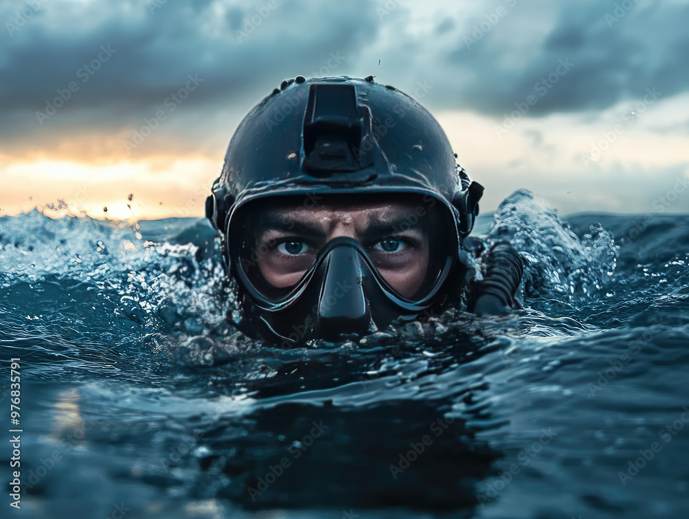 Navy SEAL Emerging from Water at Dawn – Military Training and ...