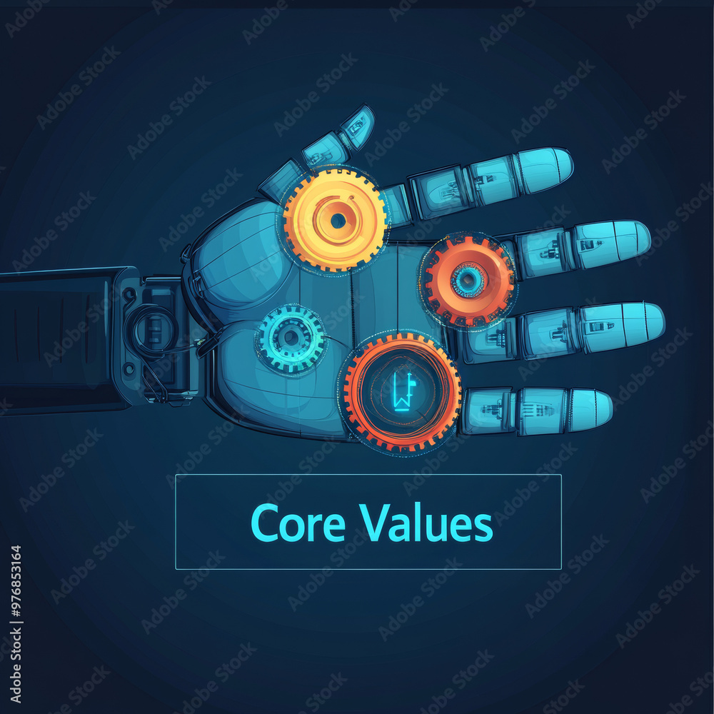 Core Values icon displayed in a robotic hand. It signifies ...