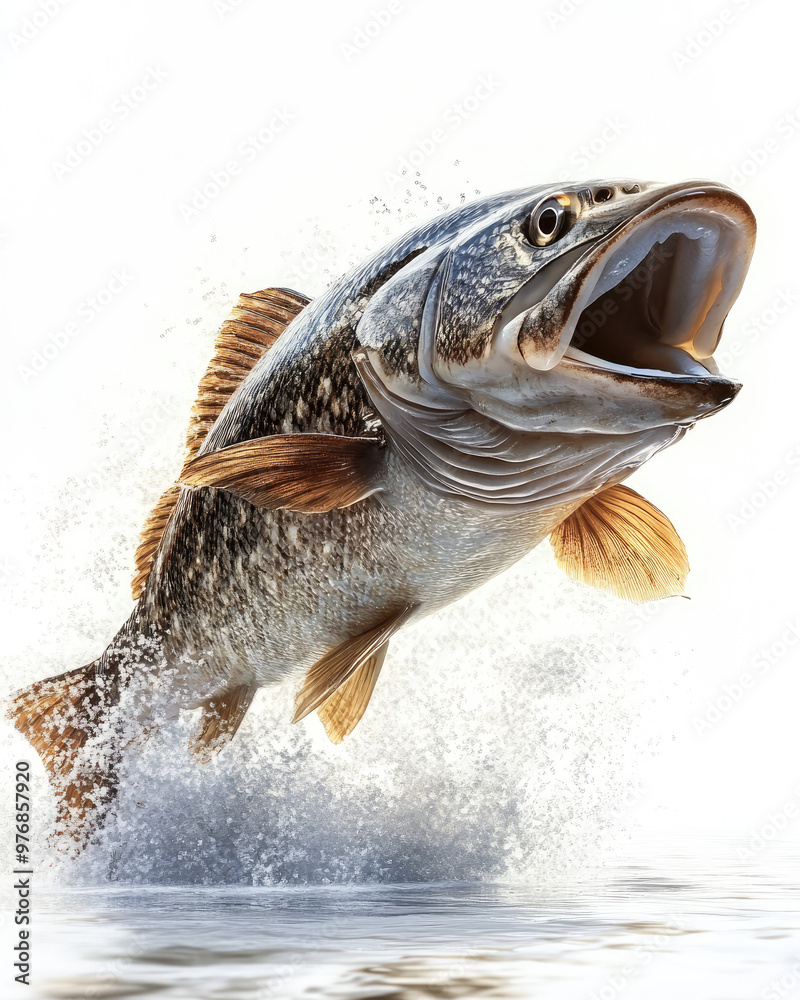 A lively fish leaps from sparkling waters, showcasing its vibrant ...