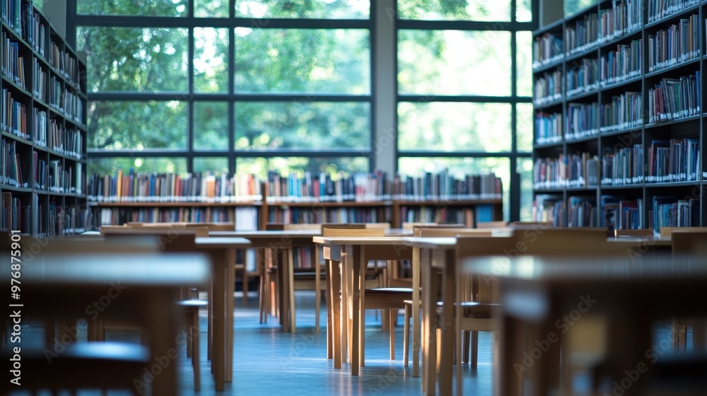 Modern library or bookstore interior with Learning and coworking space ...