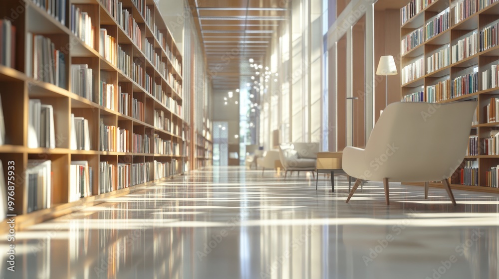 Modern library or bookstore interior with Learning and coworking space ...