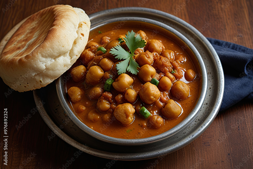 Traditional Indian Thali with Chole Bhature, Pickle, and Accompaniments ...