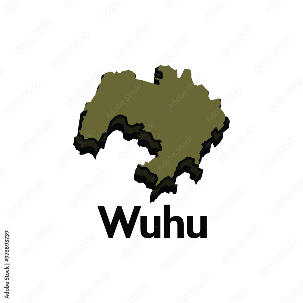 Map City of Wuhu, vector with shadow design style, Map of China Country ...