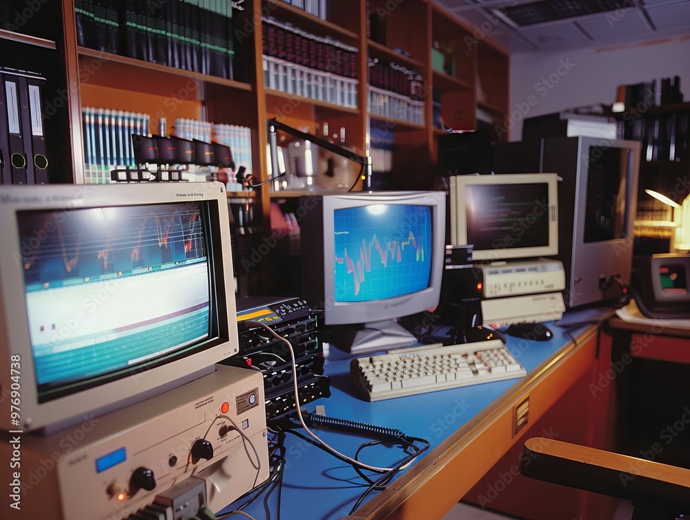 linguistics laboratory where researchers are conducting a comparative ...