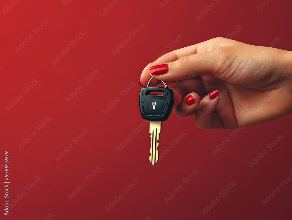 human hand holding a car key. businesswoman handover the car keys. car ...