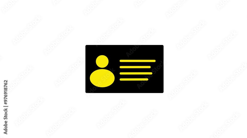Black and yellow color identity card icon animation. id card icon ...