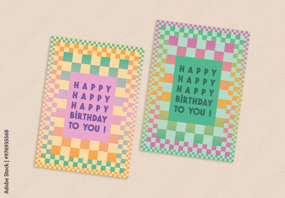 Modern Birthday Card Layouts Stock Template | Adobe Stock