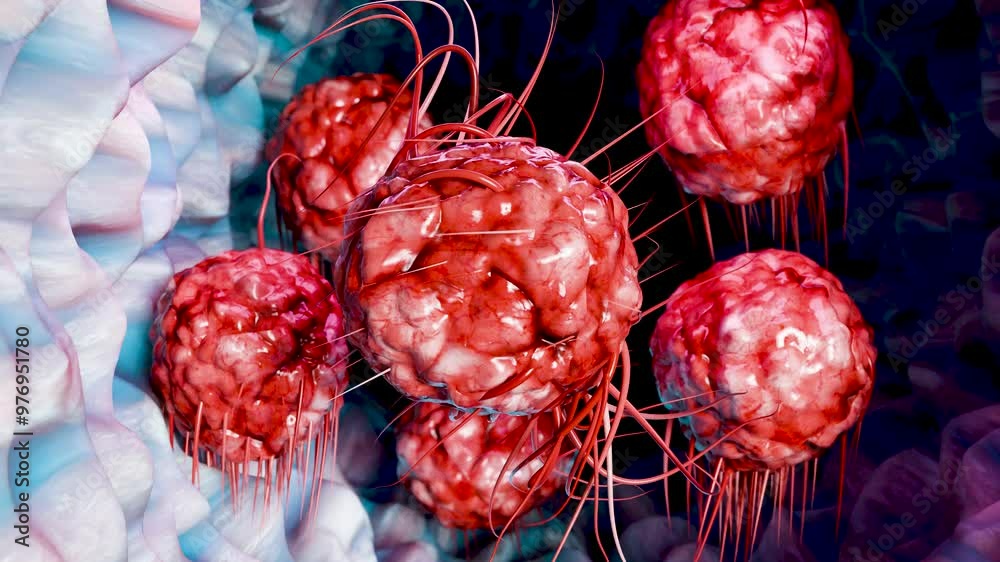 Peritrichous Bacteria with lot of flagellum, harmful bacillus with long ...