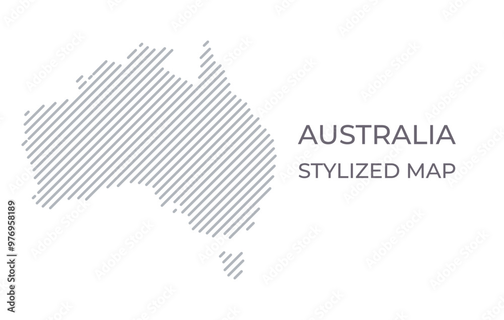 Stylized linear map of Australia in minimalistic style. Vector ...
