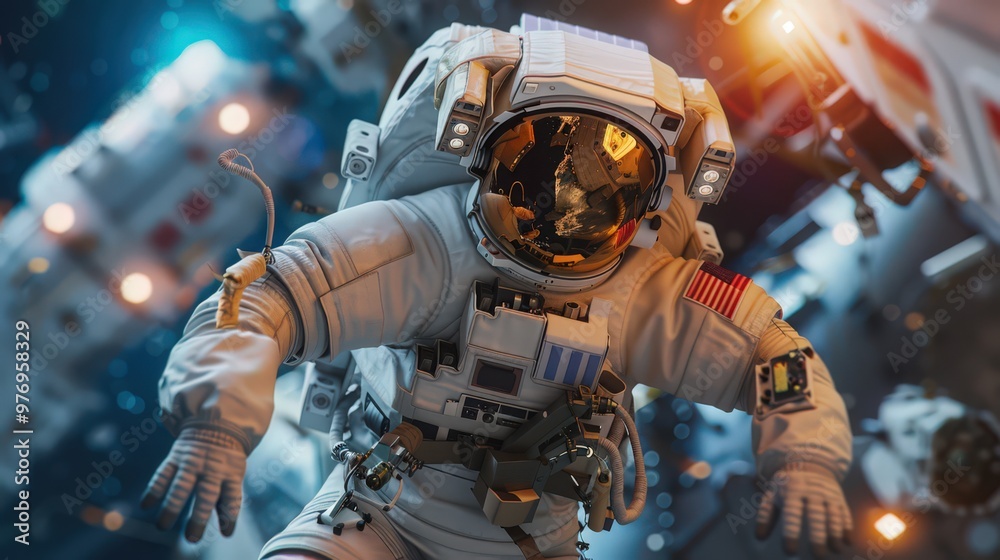 An astronaut conducting an EVA (extravehicular activity) to install new ...