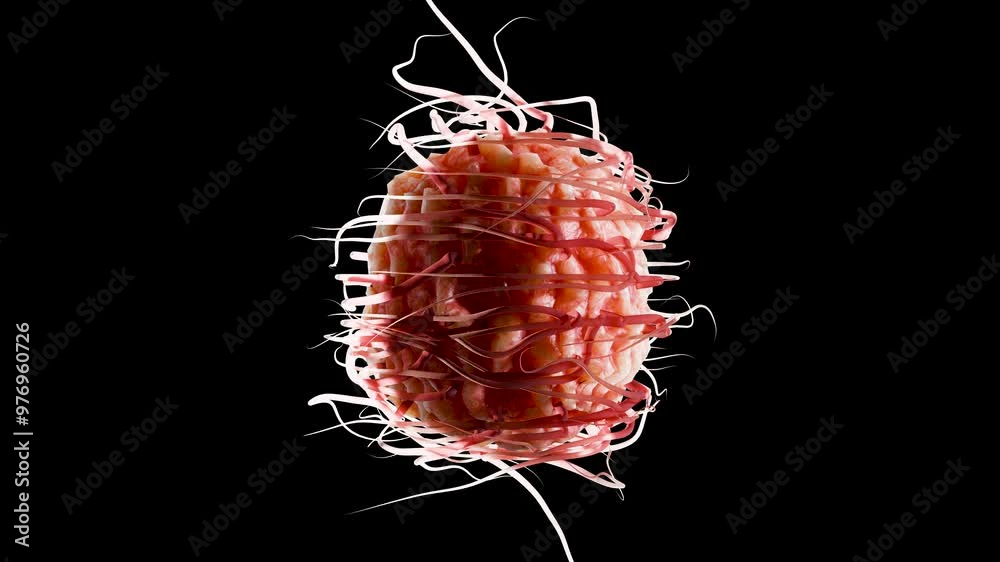 Peritrichous Bacteria with lot of flagellum, harmful bacillus with long ...