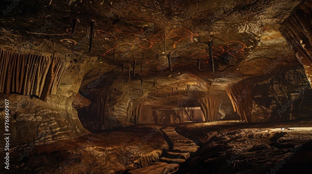 An underground cave system stretches out in a labyrinth of ...