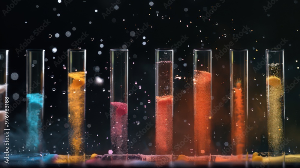 Artistic representation of test tubes used in a reaction rate study ...