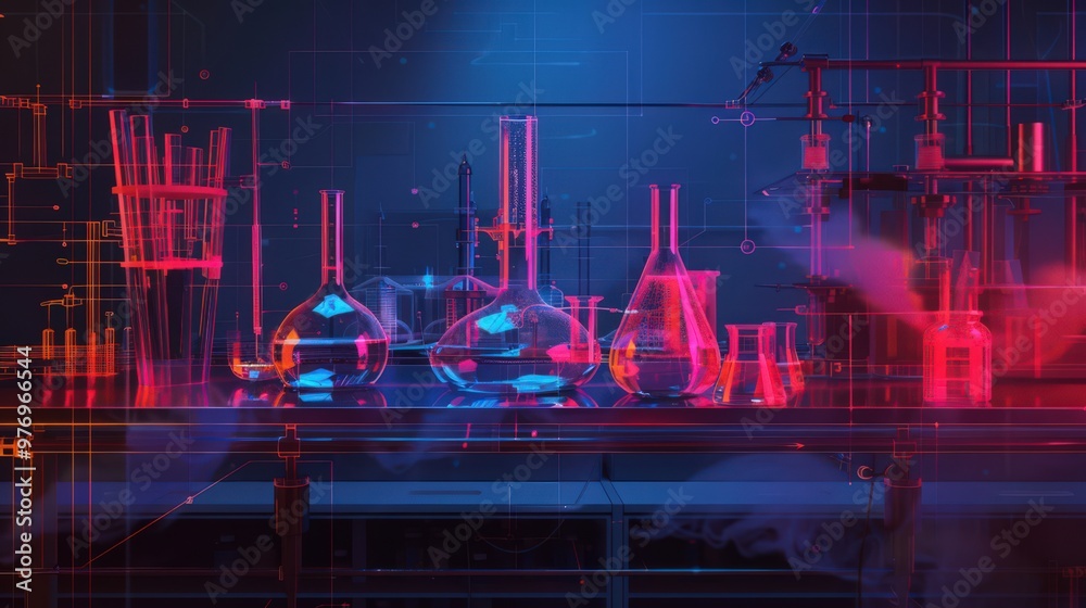 Blueprint of a chemistry lab experiment on reaction rates, highlighting ...