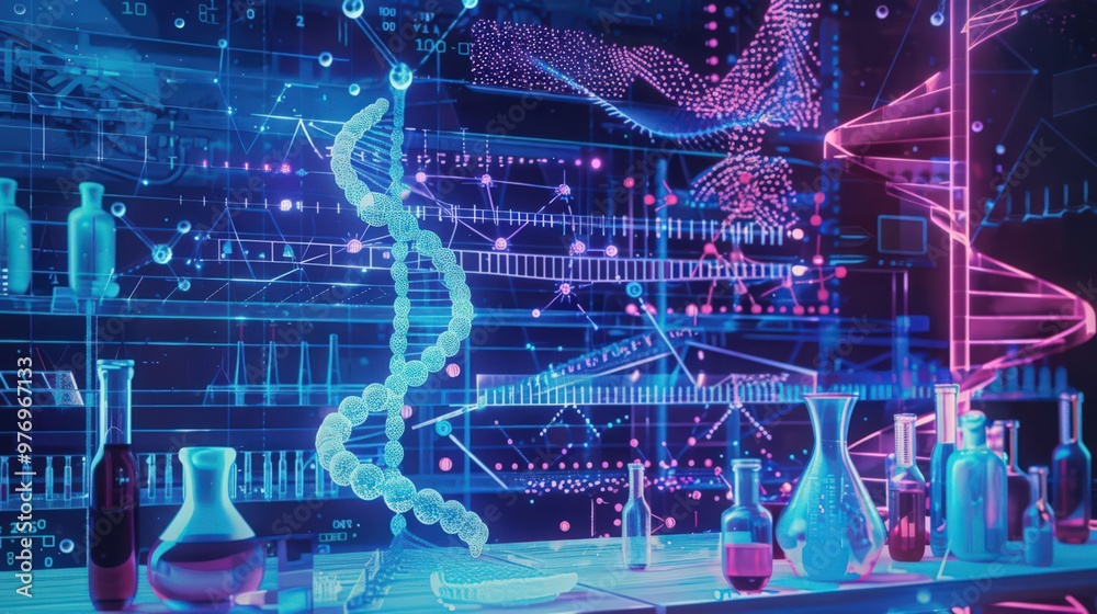 Blueprint of a genetics experiment, depicting the process of DNA ...