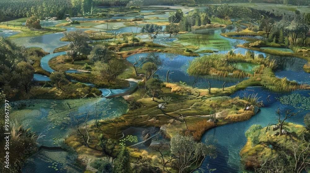 Blueprint of a natural reserve ecosystem, showcasing conservation ...