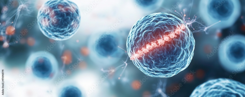 Microscopic view of a cloned embryo splitting into identical cells ...
