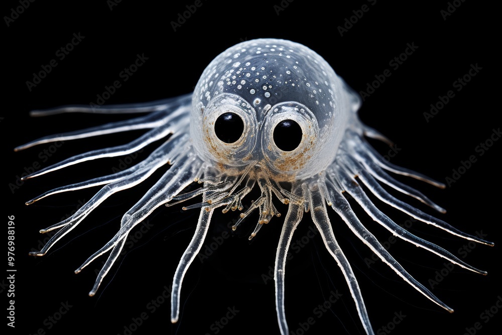 Microscopic view of a rotifer in water, showcasing the intricate ...