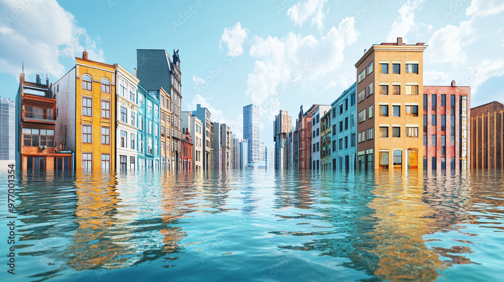 A depiction of the impacts of rising sea levels on coastal ...