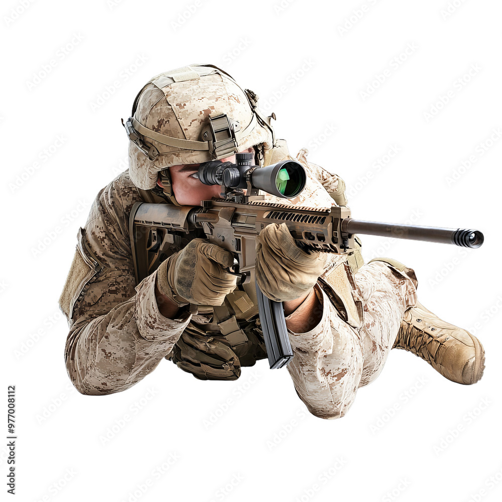 PNG TRANSPARENT IMAGE of a soldier in a prone position aiming a rifle ...