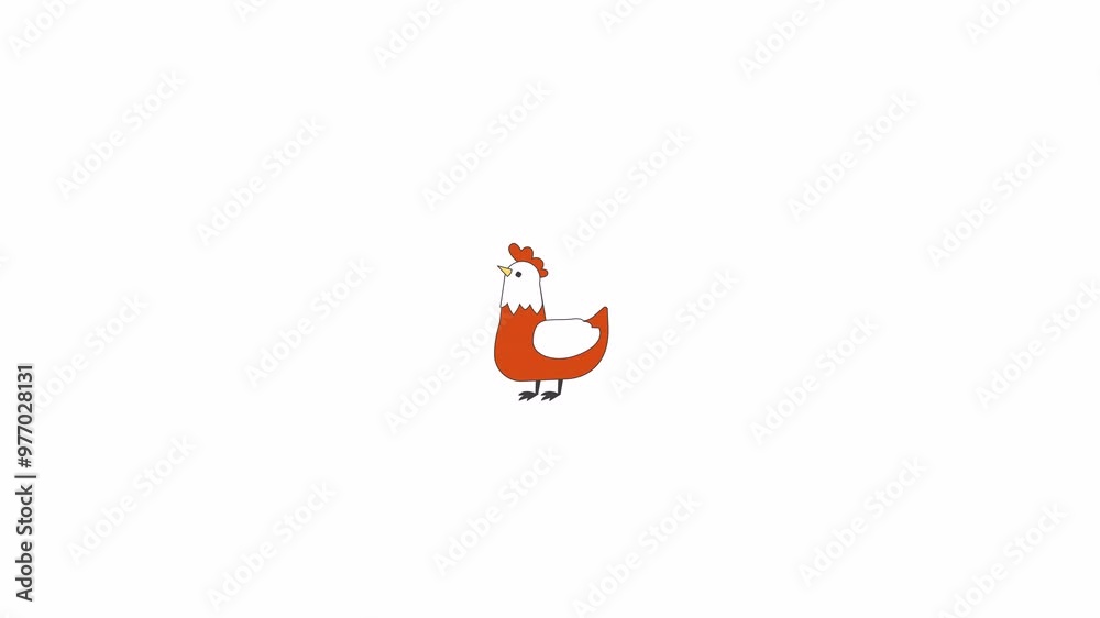 Funny chicken moving wings and blinking 2D character animation. Poultry ...