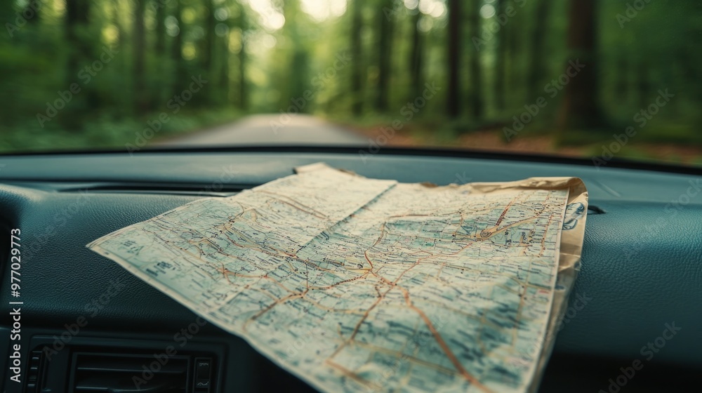 Planning a Road Trip Close-up of a Map Spread Out on a Car Seat ...