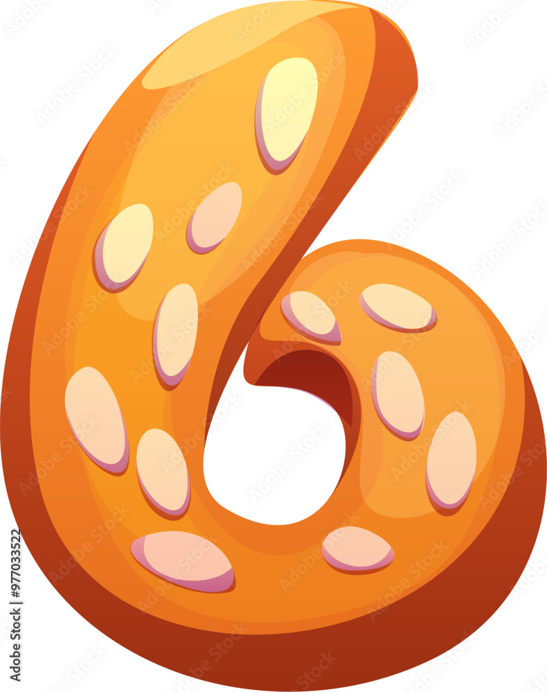 Cartoon number six candy and confectionery alphabet, sweets typeface ...