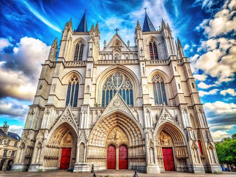 Grandiose Gothic architecture of Nantes Cathedral in France, with ...