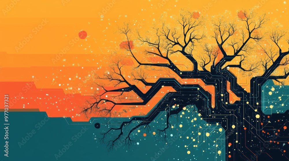 decision tree simulation, illustration of a decision tree mapping out ...